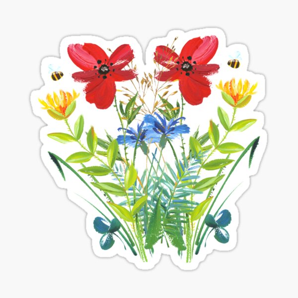 "Flowers and Bees" Sticker for Sale by Shvetabattar | Redbubble