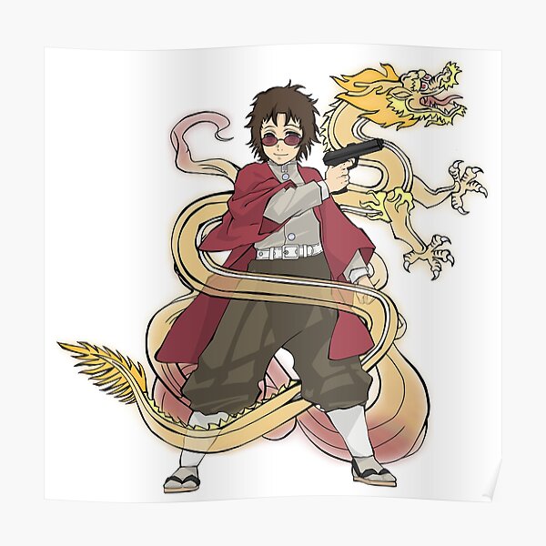 "sakamoto tatsuma in the style of demon slayer | on a transparent ...