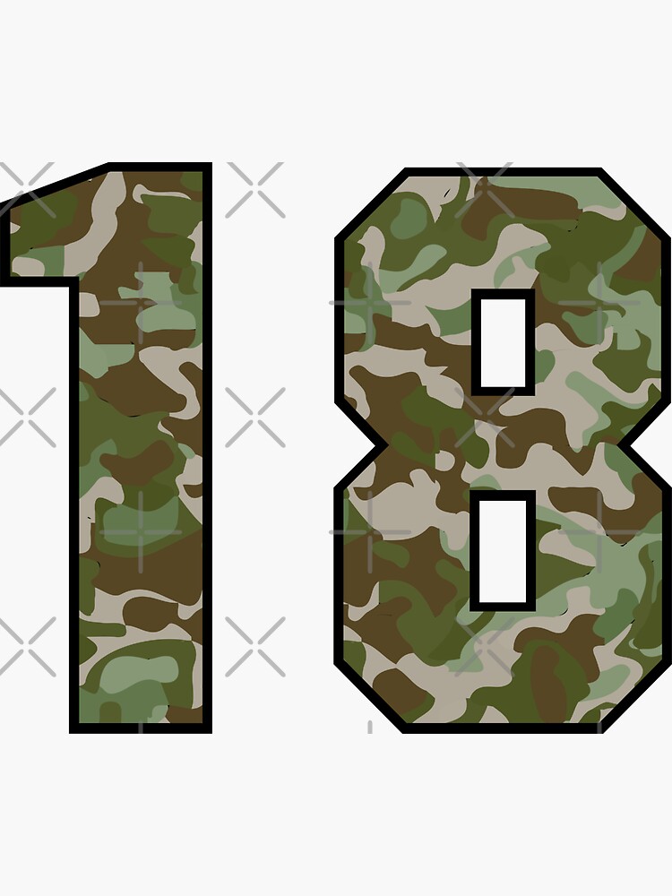 "Army Camouflage Number eighteen Soldiers Lucky Number 18" Sticker for ...