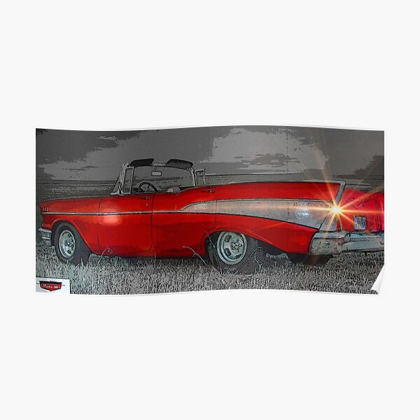 "57 Chevy Heading For Route 66 " Poster by alabca | Redbubble