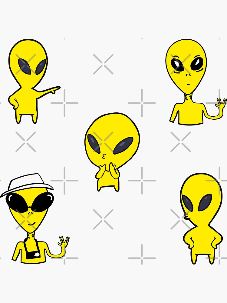 "Cute yellow Alien - funny poses" Sticker for Sale by SunsetCloud ...