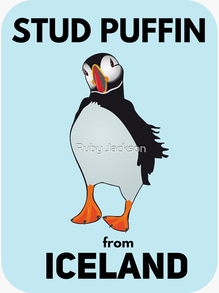 "Stud Puffin From Iceland, Cute Puffin Bird" Sticker by Ruby1036 ...