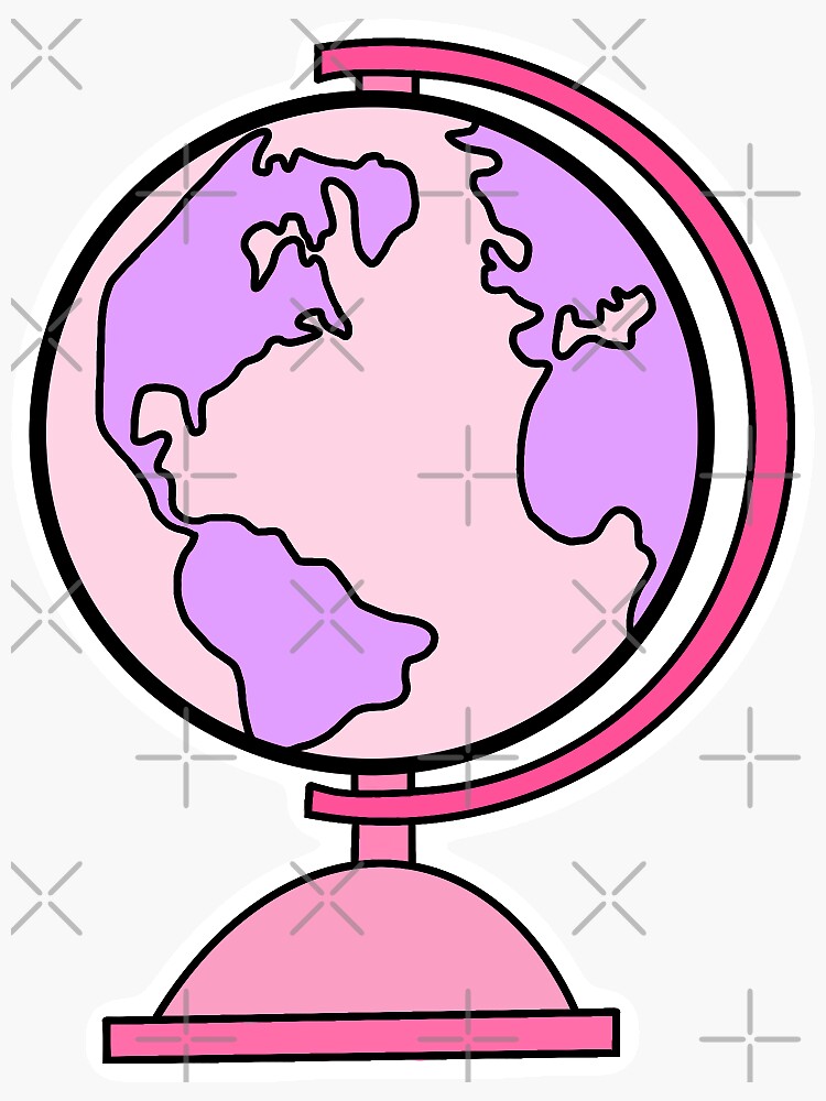 "Pink Globe" Sticker for Sale by ElizStickers | Redbubble