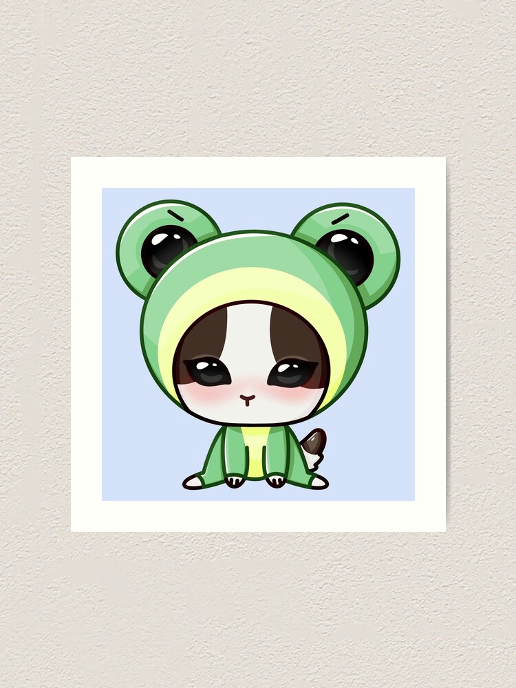 "Cute Chibi Green Frog Cat" Art Print by Fiorne | Redbubble