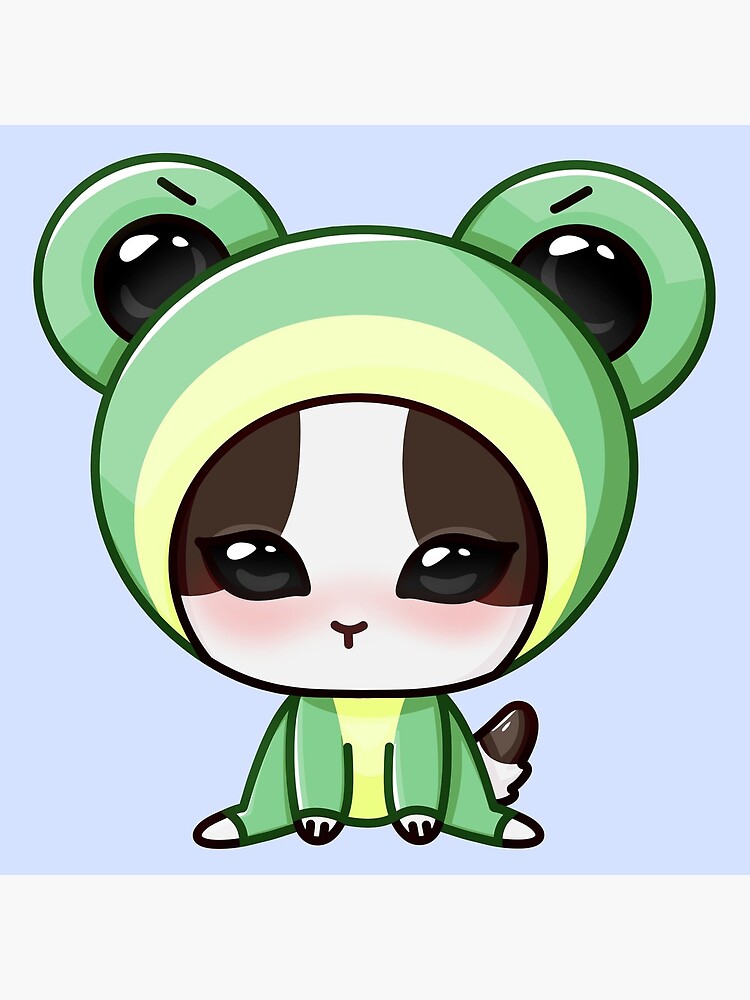"Cute Chibi Green Frog Cat" Art Print by Fiorne | Redbubble