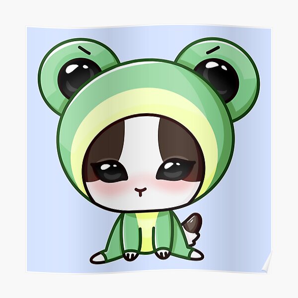 "Cute Chibi Green Frog Cat" Poster for Sale by Fiorne | Redbubble