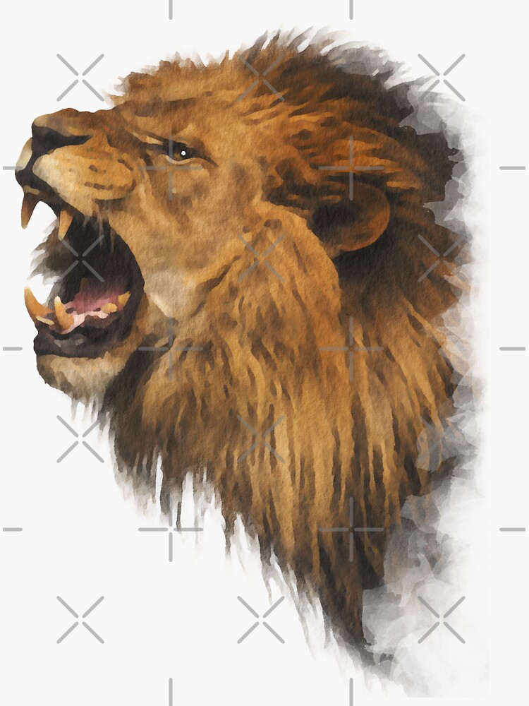 "Lion, Lion head, Lion Roar " Sticker for Sale by EnchantedInn | Redbubble