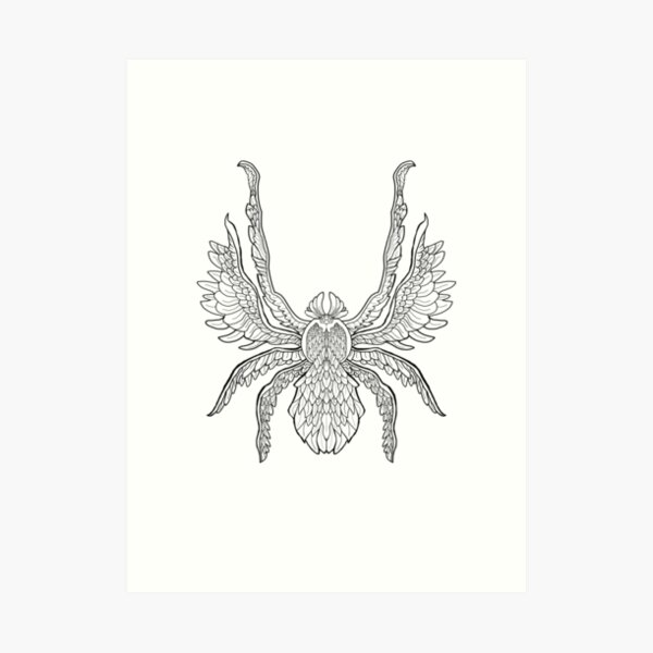 "Angel Spider - Complicated Spiders - Black line" Art Print by ...