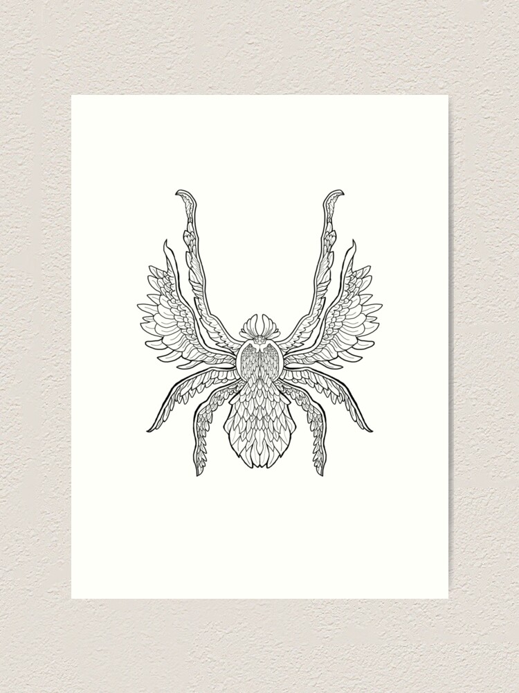 "Angel Spider - Complicated Spiders - Black line" Art Print by ...
