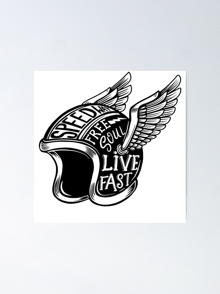 "winged motorcycle helmet sticker" Poster by hotifroti | Redbubble