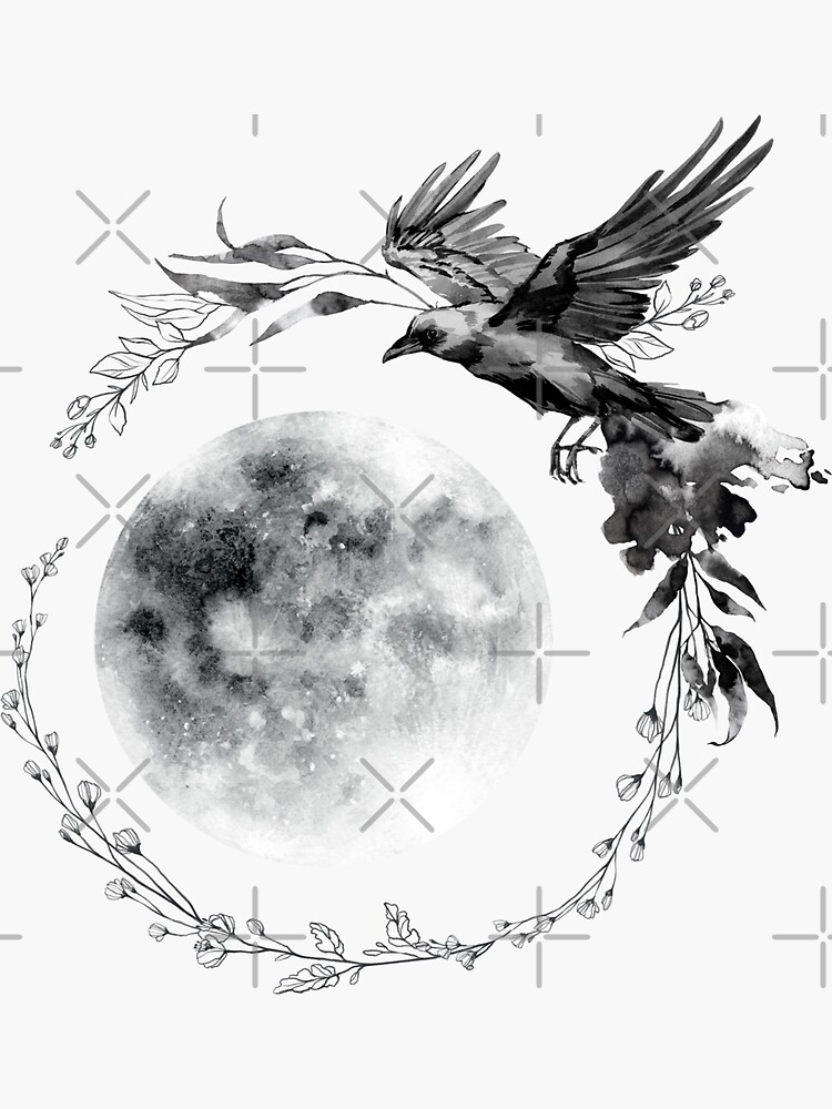 "Raven and moon phases design. " Sticker for Sale by Moni6645 | Redbubble
