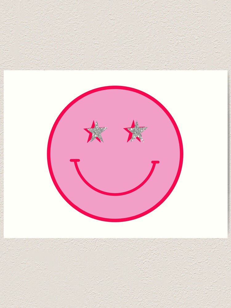 "pink glitter stars smiley face" Art Print by sterrexdesigns | Redbubble