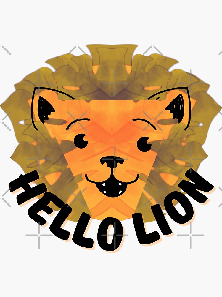 "Hello Lion - Made from Leaves Texture" Sticker for Sale by ...