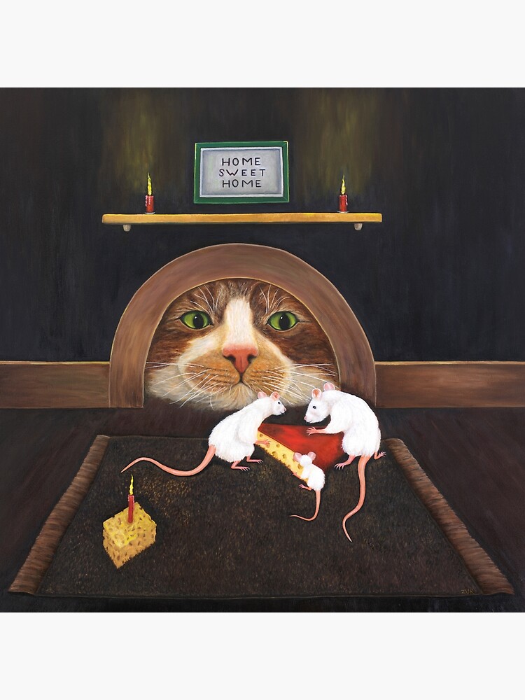 Póster «Casa del Ratón. Gato mirando a la familia de ratones a través ...
