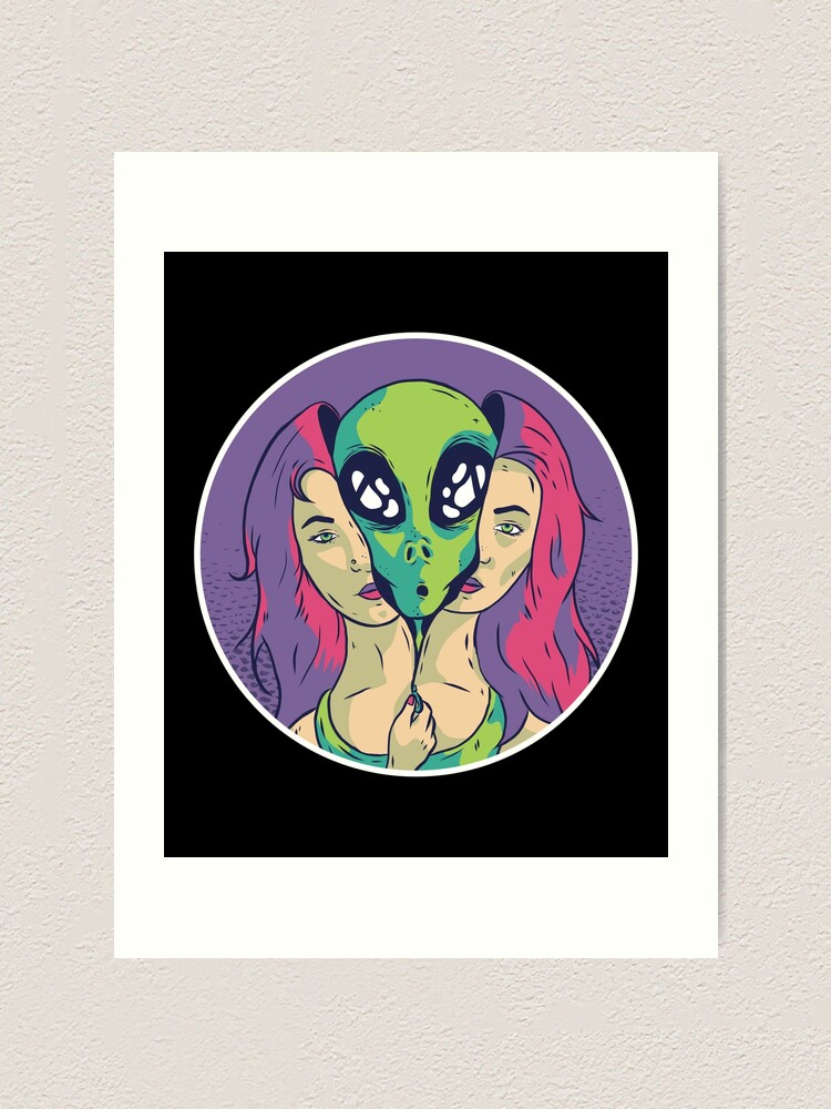 "Colorful vibrant portrait of an alien from outer space face in ...