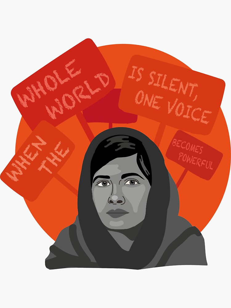 "Malala Yousafzai inspirational quote women's history " Sticker for ...