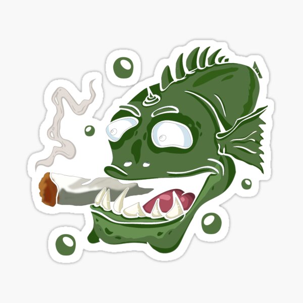 "Funny Fish Smoking Marijuana Joint getting high" Sticker for Sale by ...