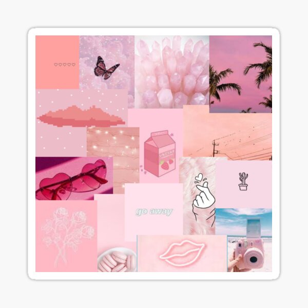 "Pink Aesthetic Collage" Sticker by ChloeExtrasArts | Redbubble