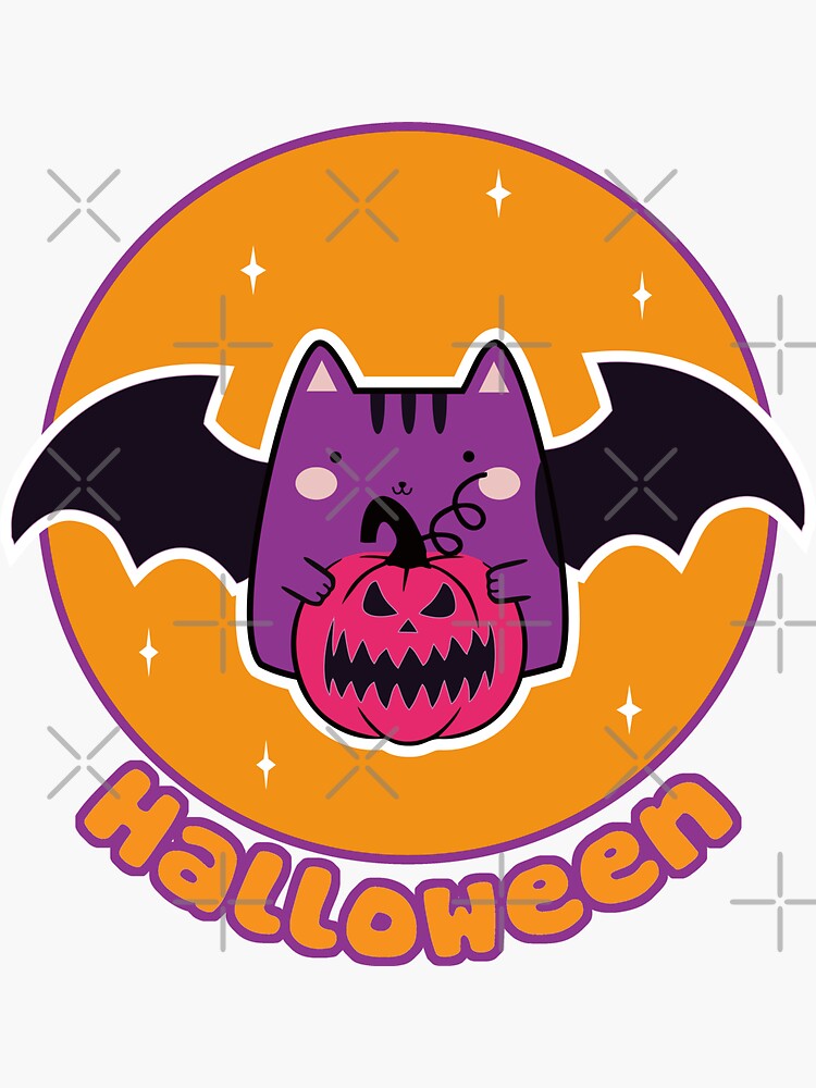 "Batcat Halloween Cat Costume" Sticker for Sale by Cute-World | Redbubble