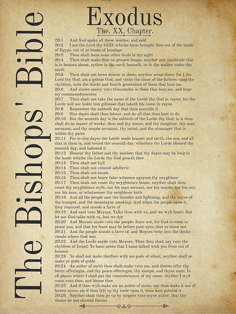 "Exodus Chapter 20 | Bishops Bible 1568 | Printable Bible Verse ...