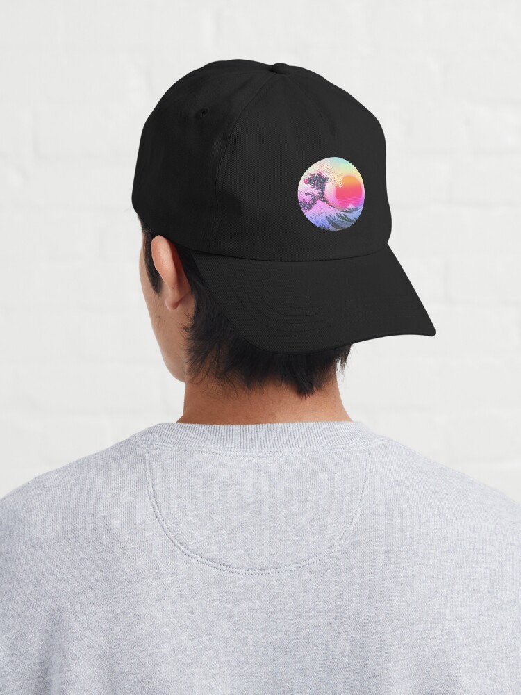 "Great Wave Off Kanagawa Vaporwave Retro Aesthetic" Cap for Sale by ...