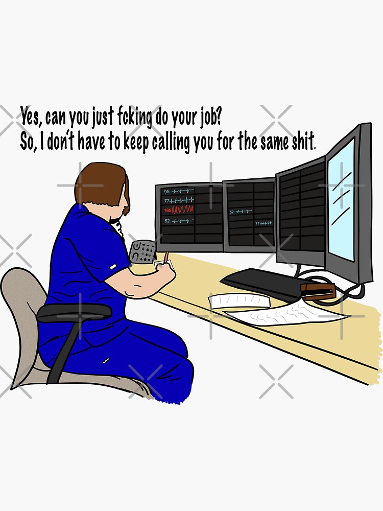 "Telemetry/ Monitor Tech Heathcare Humor" Sticker by Fadarivart | Redbubble
