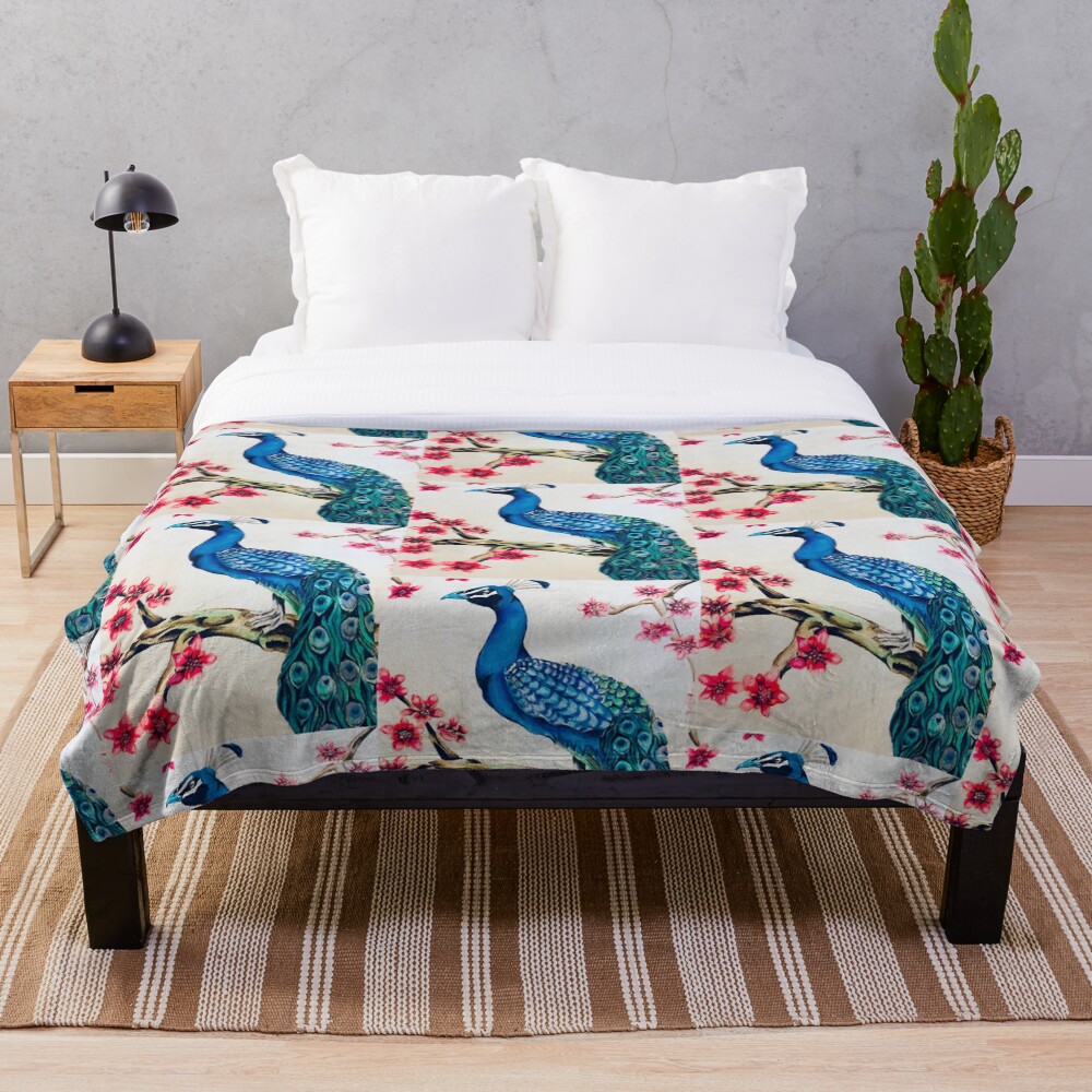 "Beautiful Peacock " Throw Blanket by EvermoreDesign | Redbubble