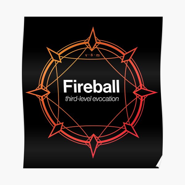 "Fireball Spell Symbol" Poster for Sale by Unspelled | Redbubble