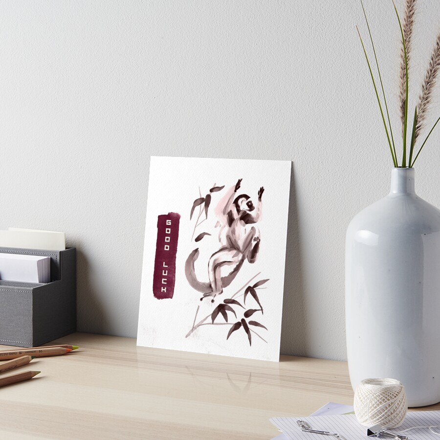 "Monkey - Good Luck" Art Board Print by Sonic-Designs | Redbubble