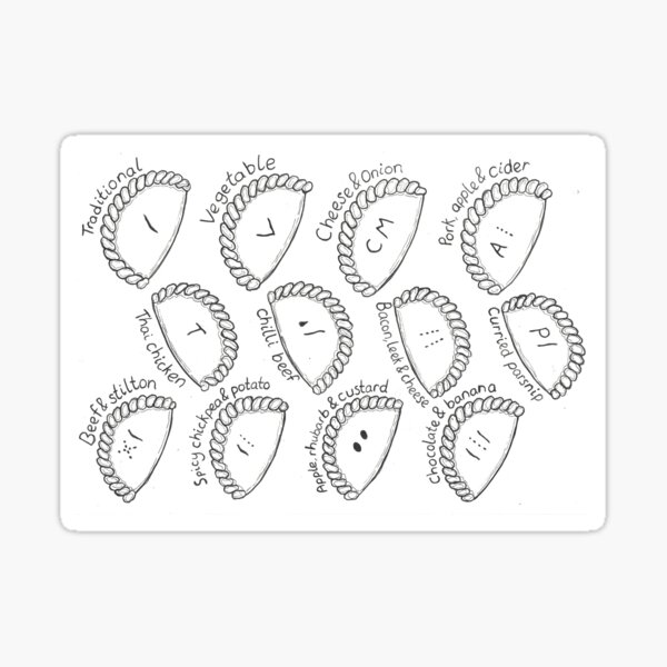 "Hand-drawn Cornish Pasties" Sticker for Sale by DaniEdmunds | Redbubble