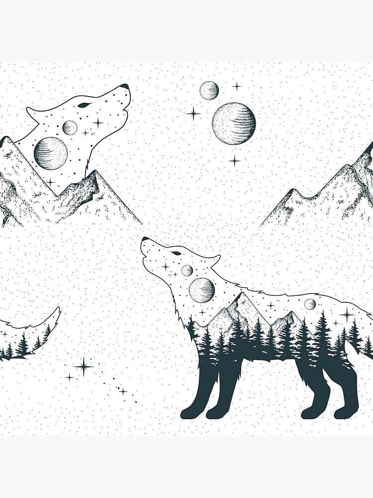 "Celestial Wolf Pointillism" Poster by thom-z | Redbubble