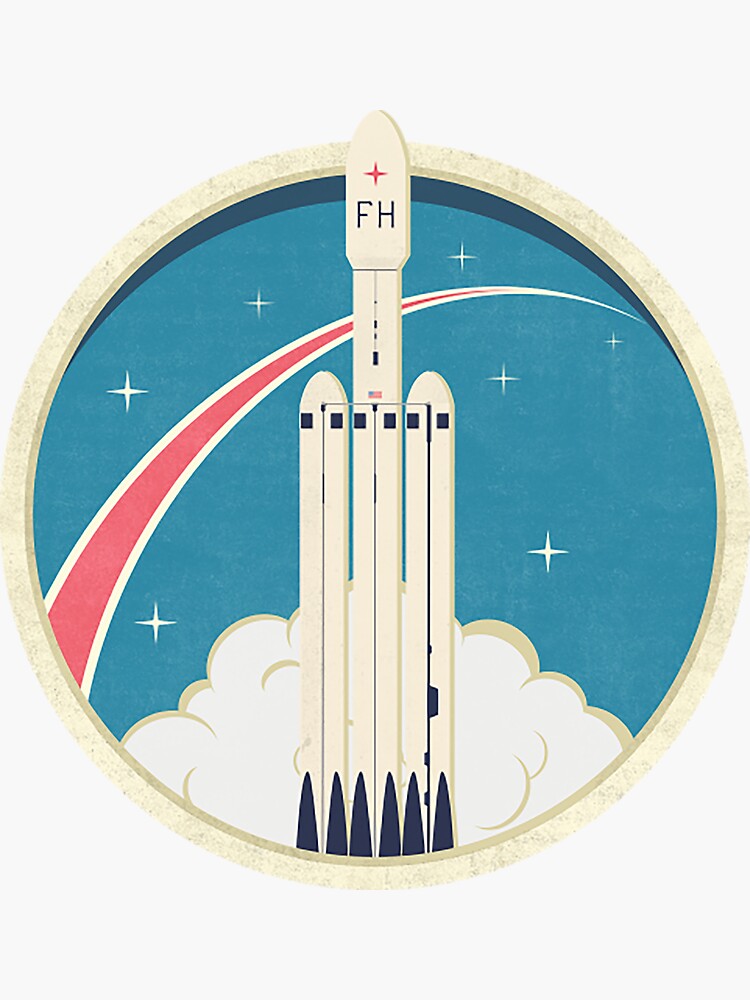 "Falcon Heavy T-ShirtVintage Falcon Heavy Mission Patch" Sticker for ...