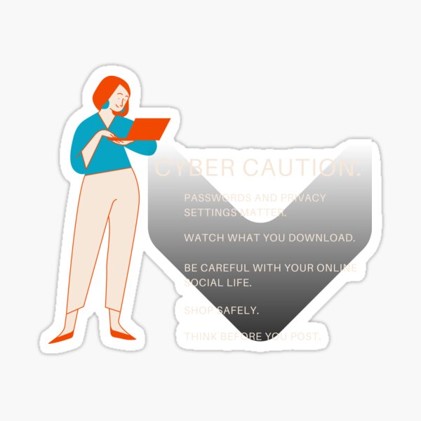 "Cyber caution" Sticker for Sale by facethehappy | Redbubble