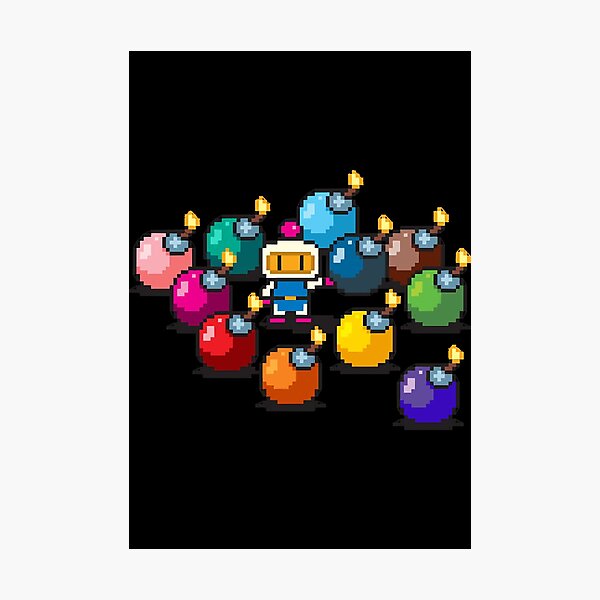 "Bomberman rainbow bombs pixel art " Photographic Print for Sale by ...
