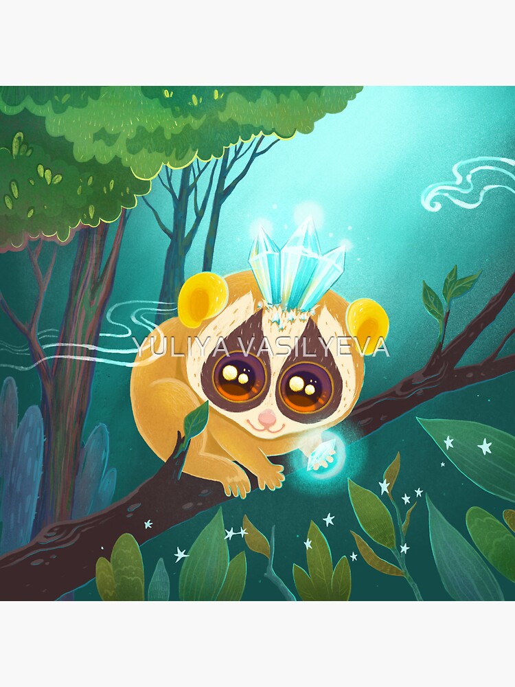 "Magic lemur lori in the mysterious forest" Sticker for Sale by Silva ...