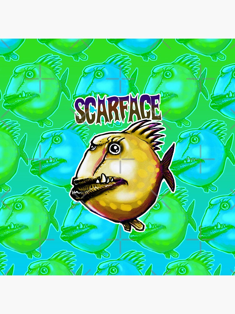 "scar face fish" Sticker for Sale by anticute | Redbubble