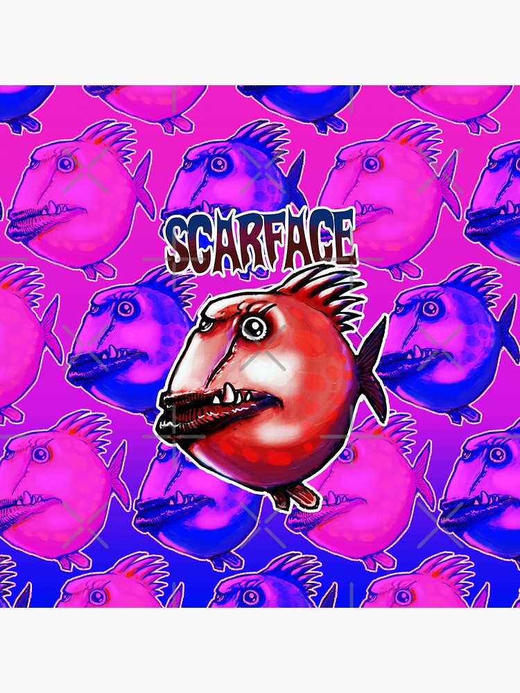 "scar face fish" Sticker for Sale by anticute | Redbubble