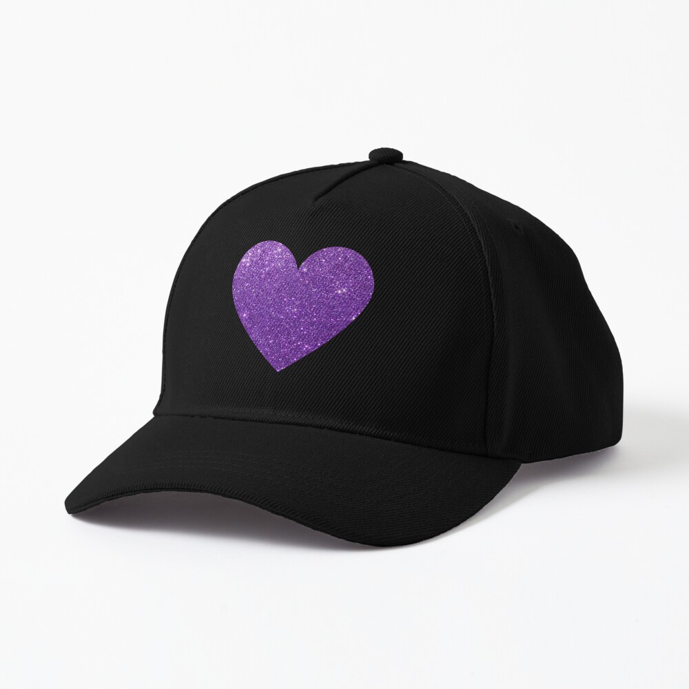 "Purple Faux Glitter Heart" Cap for Sale by Felicity-K | Redbubble