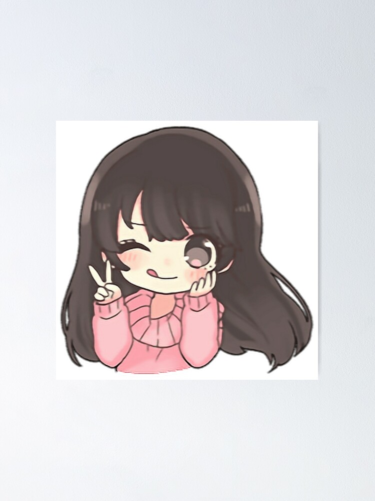 "cute Chibi doing a peace sign" Poster for Sale by sirineab | Redbubble