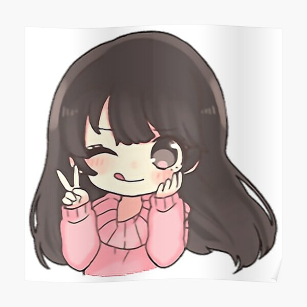 "cute Chibi doing a peace sign" Poster for Sale by sirineab | Redbubble
