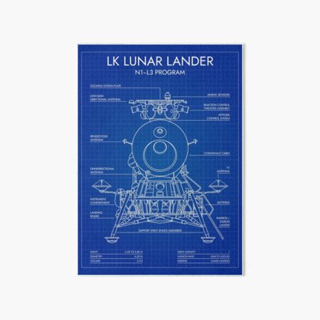 "LK Lunar Lander. N1-L3 Complex. English (Blueprint)" Art Board Print ...