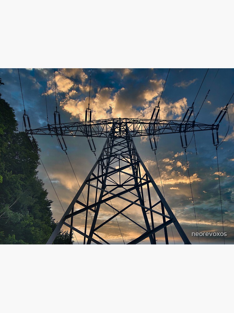 "Electricity energy high voltage pylon" Sticker by neorevoxos | Redbubble