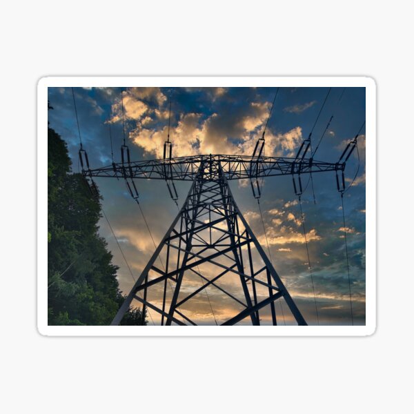 "Electricity energy high voltage pylon" Sticker by neorevoxos | Redbubble