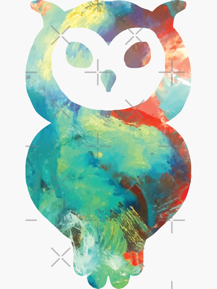 "Sunset Owl Abstract Art print" Sticker for Sale by G-Emanuel | Redbubble