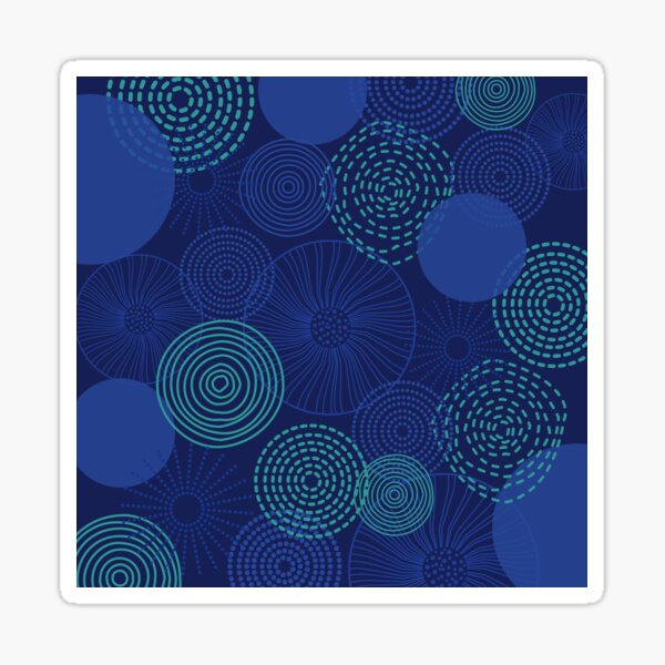 "Aboriginal Dashes and Dots Blue Abstract Digital Painting" Sticker by ...