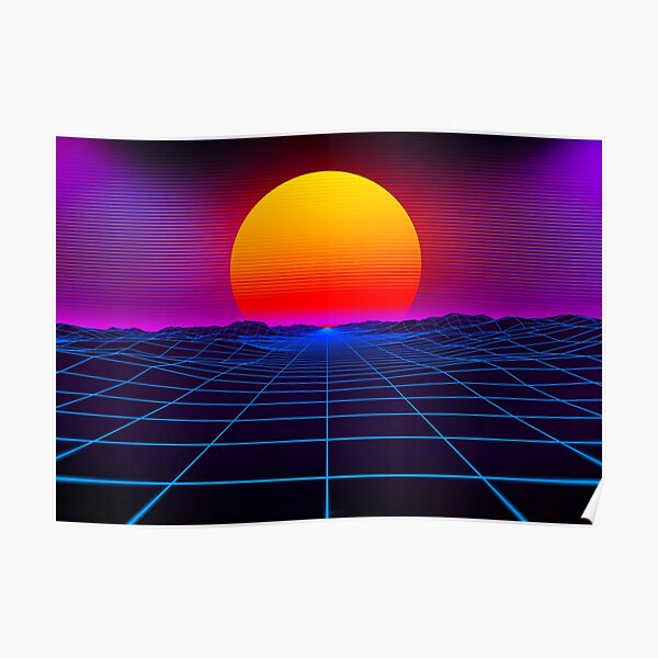 "Vaporwave Futuristic Cyber Sunset Landscape" Poster by Slav-Art ...