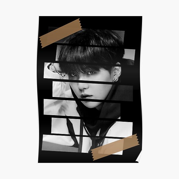 "Min Yoongi BTS Suga Korean Kpop Monochrome Stripe Design" Poster for ...