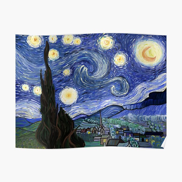"Starry Night Van Gogh Digital Remake " Poster for Sale by MayasPieces ...