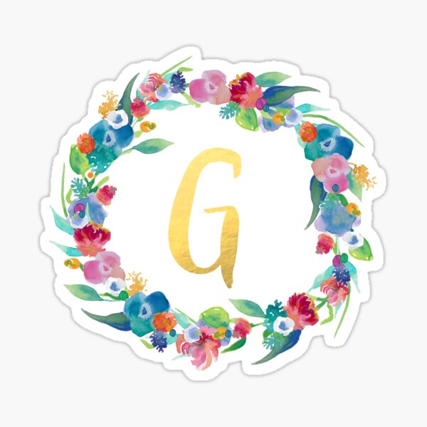 "Floral Initial Wreath Monogram G" Sticker for Sale by laurajoy16 ...