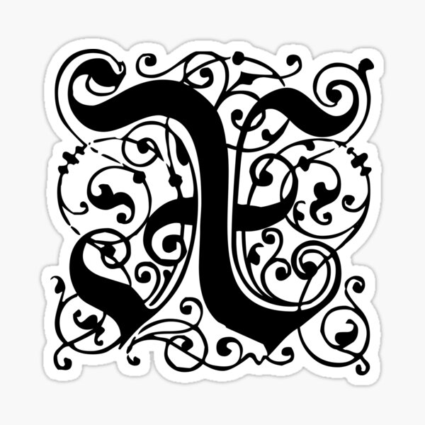 "ORNAMENTAL GOTHIC LETTER X" Sticker by Gothic-letters | Redbubble